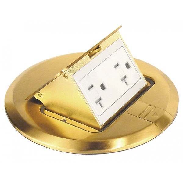 1 Pc, Brass Floor Box Kit, 20 Amp Weather & Tamper-Resistant Duplex ...