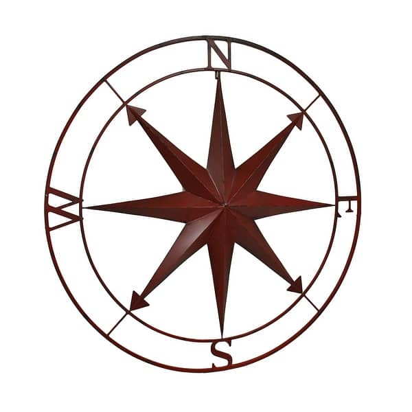 Indoor Outdoor Metal Compass Rose Wall Sculpture 39.5 Inch Diameter ...