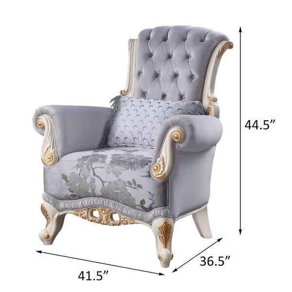 Centaur Grey and White Button Tufted Chair with 2-Pillow - Bed Bath ...