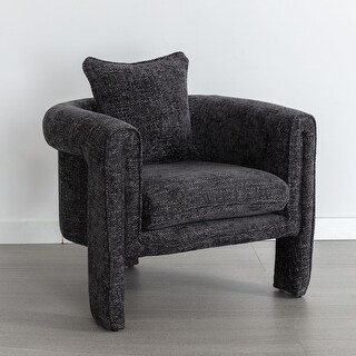 Modern Round Accent Chair Linen Fabric Upholstered Armchair - Bed Bath ...