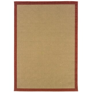 Huntsville Beige Red Border Outdoor Casual Area Rug - On Sale - Bed ...