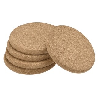 100mm Round Coasters 10mm Thick Cork Cup Mat Pad Round Edge 5pcs - Wood ...