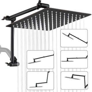 Bathlet 10 inch Rain Shower Head with Height/Angle Adjustable Extension ...