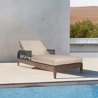Orbit Outdoor Patio Chaise Lounge Chair in Weathered Eucalyptus Wood ...