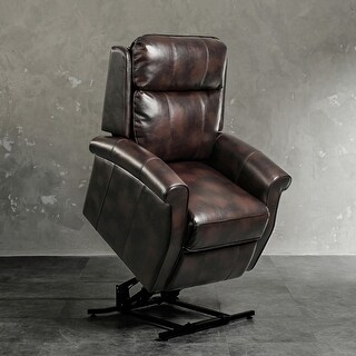 Dark Brown Bonded Leather Power Lift Chair Recliner with Zero-G position, Solid Structure Design ...