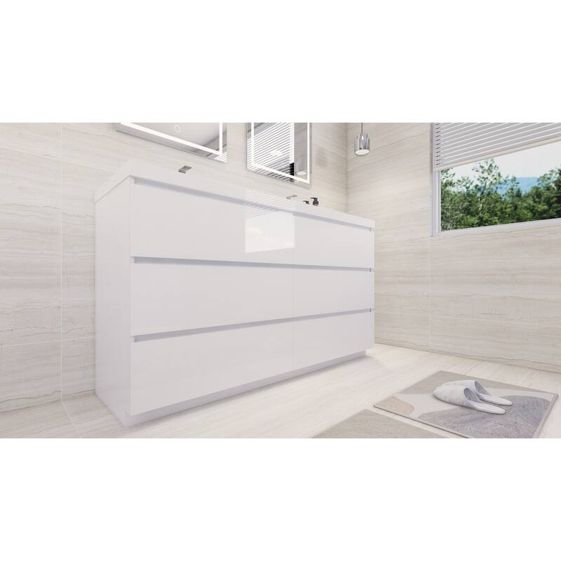 Aron 60'' Freestanding Vanity with Double Reinforced Acrylic Sink - On ...