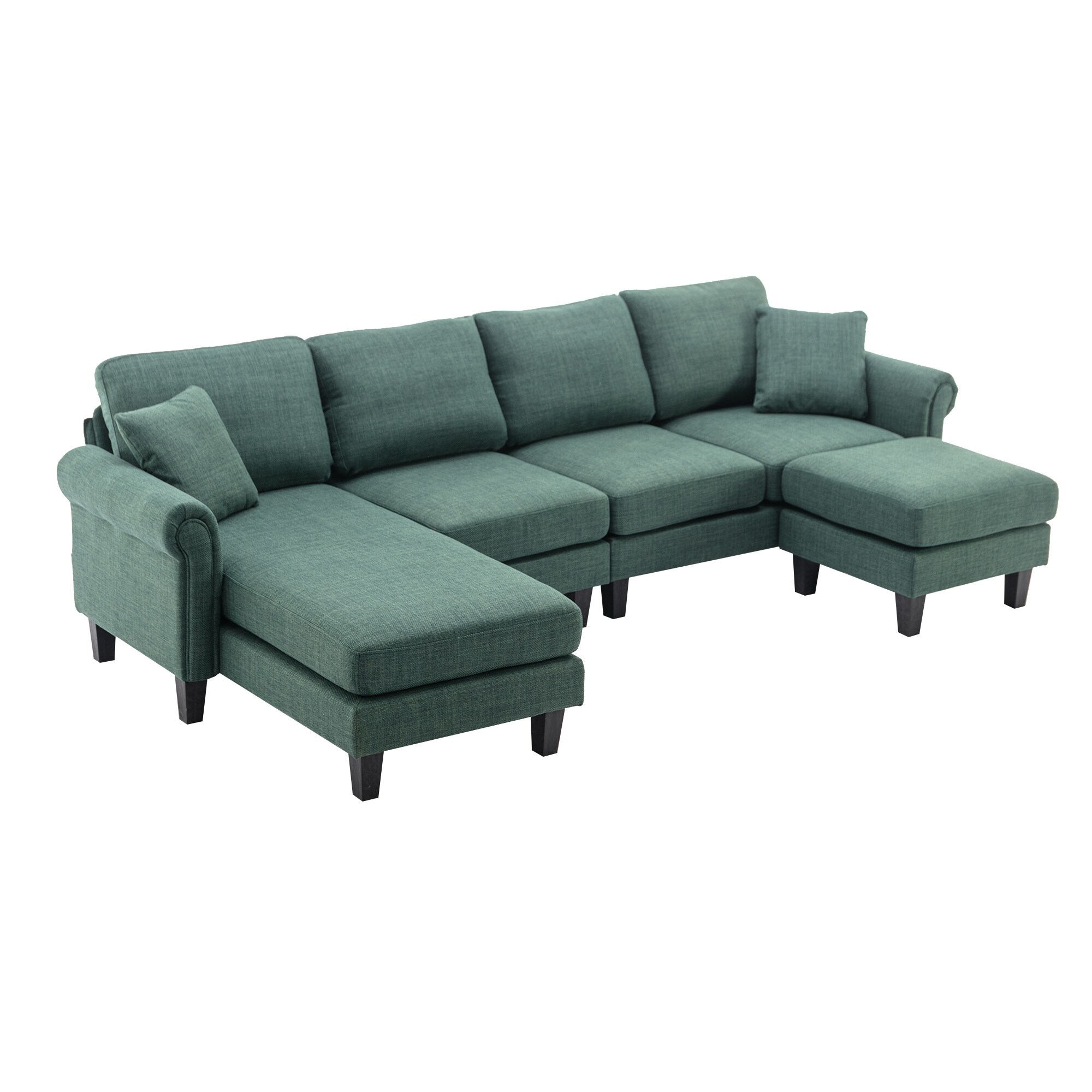 Velvet Sectional Convertible Sofa with Chaise, L Shape Sectional Sofa ...