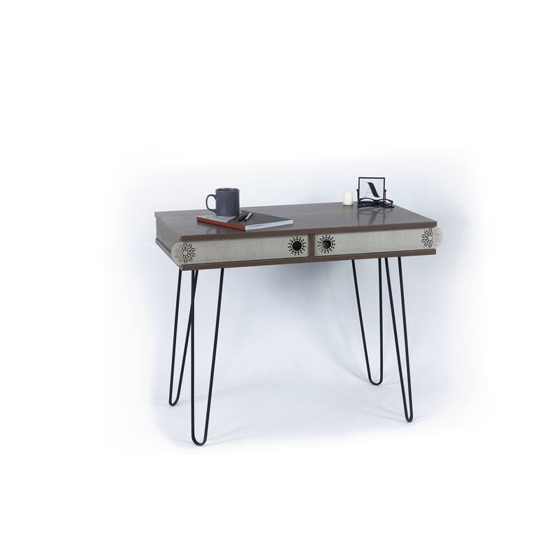 2-Drawers Wood Study Desk Metal Legs Study Desk - Overstock - 32064306