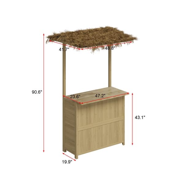 Hawaiian-Style Outdoor Bar Set with PE Grass Canopy and Storage - Bed ...