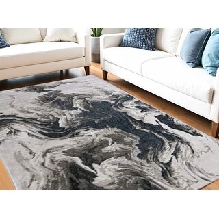 Rectangle Industrial Style Abstract Area Rug - 96' X '60' X '0.39 - Bed ...