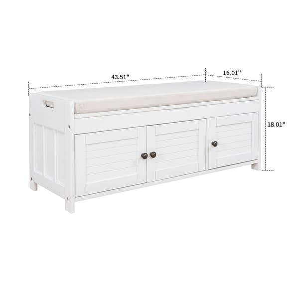 Classic Modern Storage Bench with Two Cabinets and Flip-Top Storage ...