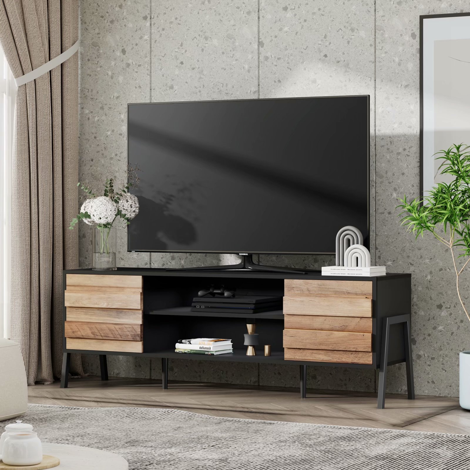 Mid century modern tv stand 65 inch store