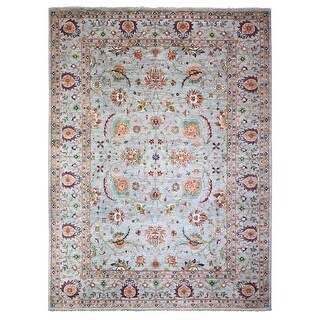 Shahbanu Rugs Ash Gray Sultani Motifs with Tabriz All Over Shah Abbass ...