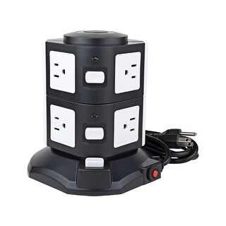 AC110V US Plug Vertical Smart Socket 6 US Outlet 4 USB Ports 6Ft Cable ...