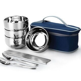 Outdoor Picnic Tourist Set Stainless Steel Camping Bowls Cutlery - Bed ...