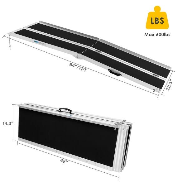 7FT Non-Skid Traction Folding Aluminum Wheelchair Ramp Scooter Mobility ...