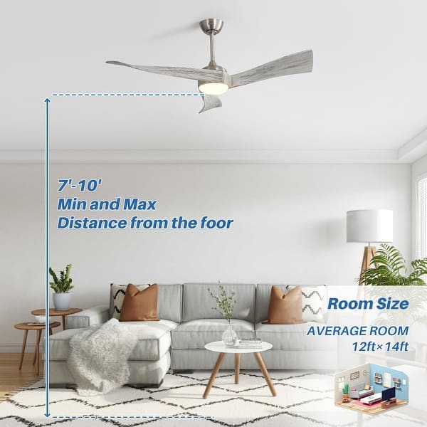 52" Solid Wood 3-Blade Propeller Ceiling Fans with LED Light and Remote ...