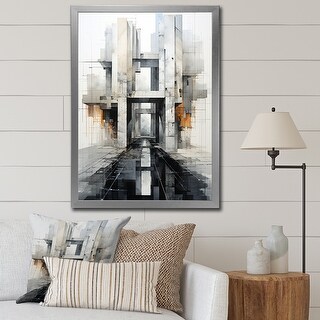 Designart "Grey Bridge Bold Symmetry" Bridges Framed Canvas Prints ...