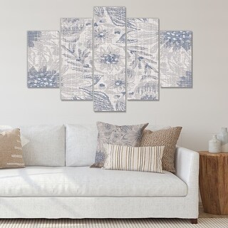 Designart "Vintage Blue Farmhouse Flower V" Patterned Canvas Wall Art ...