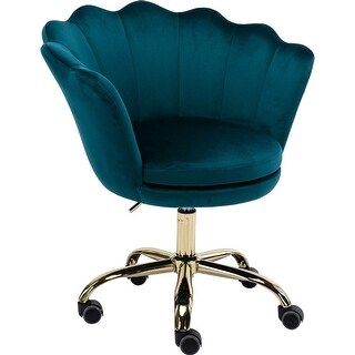 Comfy Home Office Chair with Wheels, Morden Velvet Seashell Back Swivel ...