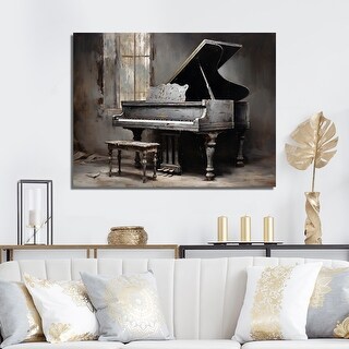 Designart "Grey Piano Melancholic Melodies I" Piano Wall Art - Bed Bath ...