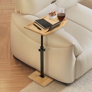 C-shaped Oval End Tables with Slots Couch Tray Table Bamboo Height ...