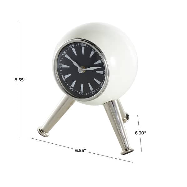 Black or Silver Metal Orb Tabletop Clock with White Clockface and Gold ...