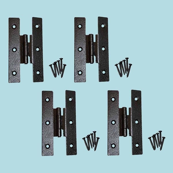 Black Wrought Iron Offset H Hinges 3.5" H 1/4" Offset Cabinet Door ...