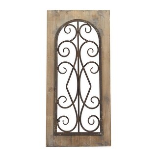 Wood Scroll Window Inspired Home Wall Decor with Metal Scrollwork ...