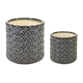 Geometric Pattern Ceramic Pot (Set of 2) - Bed Bath & Beyond - 39006687
