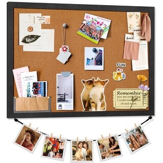 Cork Board Bulletin Board, 23x18 Inches Wooden Frame Pin Board, Cute ...
