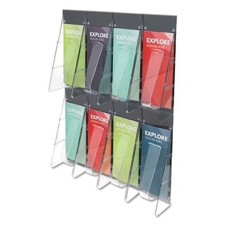 Stand-Tall 8-Bin Wall-Mount Literature Rack, Leaflet, Clear/Black - Bed ...