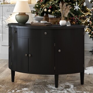 Curved Storage Cabinet with 4 Doors, 1 Drawer, and Adjustable Shelves ...