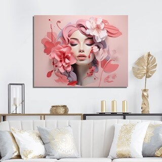 Designart "Cubism Pink Pastel Tones Woman Portrait I" Fashion Woman ...