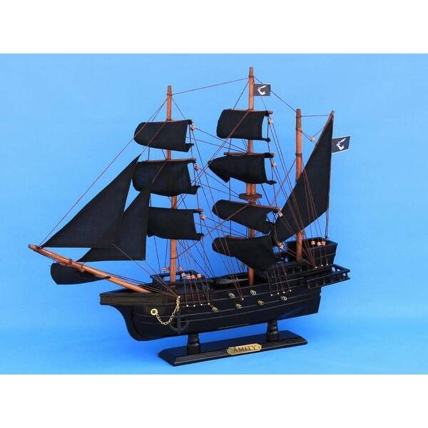 Wooden John Gow's Revenge Pirate Ship Model 20" - 20" L x 4" W x 17" H ...
