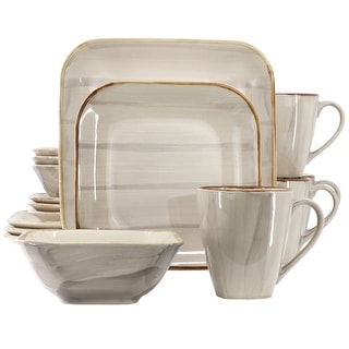 Signature Living Coventry 16 Piece Square Stoneware Dinnerware Set in ...