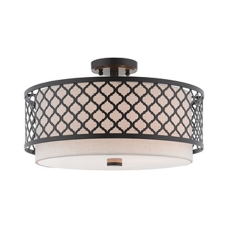 Livex Lighting Arabesque 3 Light 18-1/8" Wide Semi-Flush Drum Ceiling ...