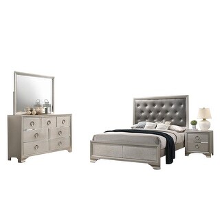 4 Piece Bedroom Set in Metallic Sterling and Charcoal Grey - Bed Bath ...