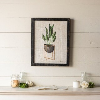 Framed Plant Linen Art 20" Black Wood - Bed Bath & Beyond - 34487388