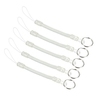 5pcs 3.5" Plastic Retractable Spring Coil Strap with Keyring Holder ...