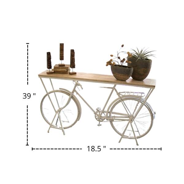 Rustic White Repurposed Bicycle Display Console Sofa Table - Bed Bath ...
