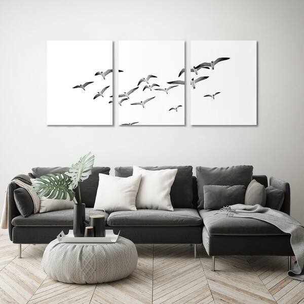 Canvas Triptych Birds at the Beach by Sisi and Seb - 3 Piece Art Set ...
