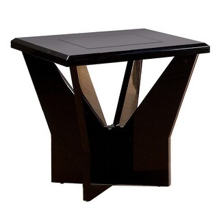 Pera 24 Inch Modern Side End Table, Black Glass Insert, Geometric ...