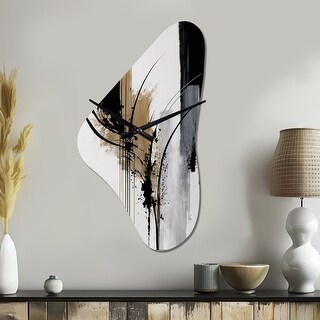 Black, White And Gold Expression II - Abstract Large Wall Clock in ...