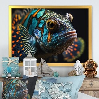 Designart "Beautiful Mandarin Fish In Shades Of Blue V" Animal Fish ...