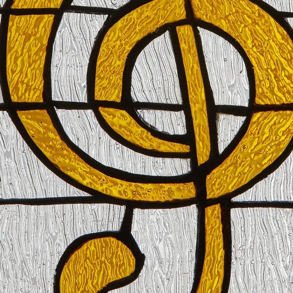 Treble Clef River of Goods Gold and Clear Stained Glass Window Panel ...