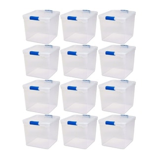 Homz 31 Quart Heavy Duty Clear Plastic Stackable Storage Containers, 12 ...