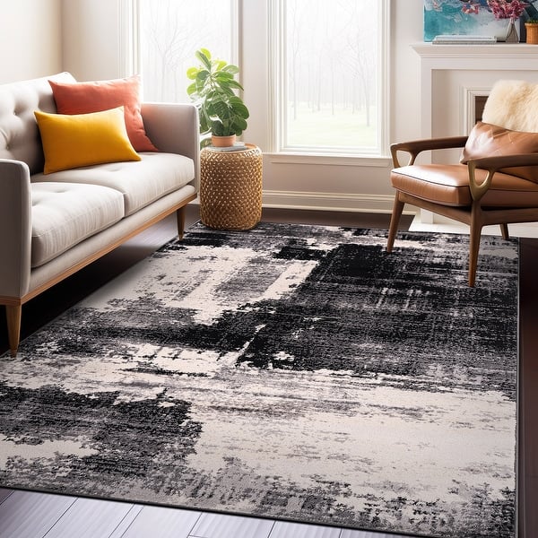 World Rug Gallery Modern Abstract Design Black Area Rug - Bed Bath ...
