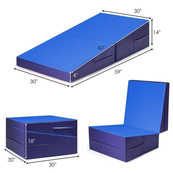 Folding Incline Tumbling Wedge Gymnastics Mat - 60" x 30" x 14" (L x W ...
