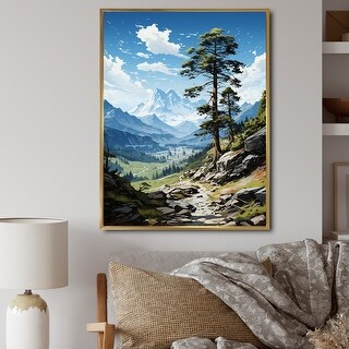 Designart "Pine Tree Solitude Among" Tree Pine Framed Canvas Wall Art ...
